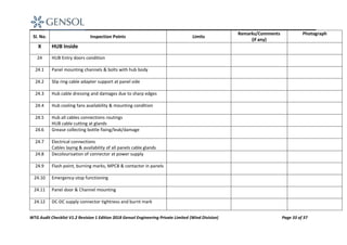 Wind Turbine Generator (WTG) Audit Checklist by Gensol - 16.06.18