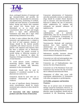 Gentamicin Injection USP Taj Pharma SmPC | PDF