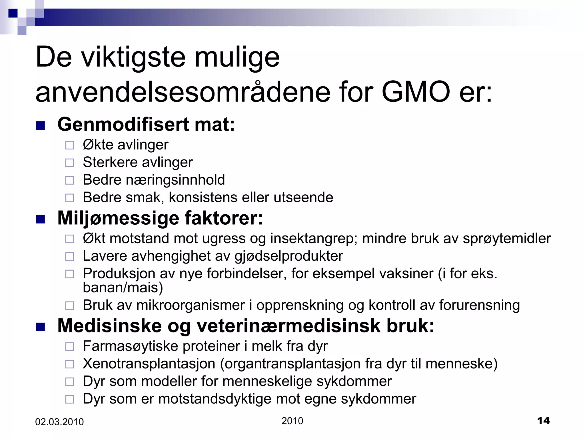 Genteknologi, Restriksjonsenzymer Og Gmo 2010 | PPSX