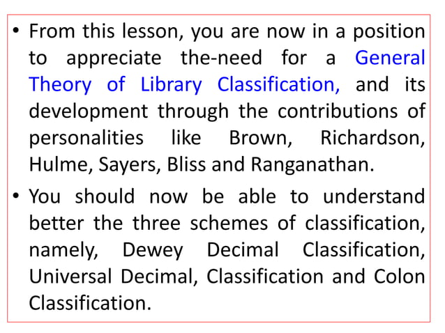 GENARAL THEORY OF LIB CLASSIFICATION.ppt | Physics | Science