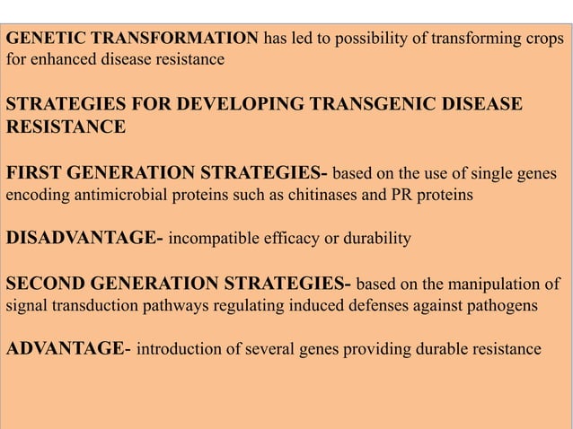 Gentic engineering for disease resistance in crops | PPTX | Biotech and ...