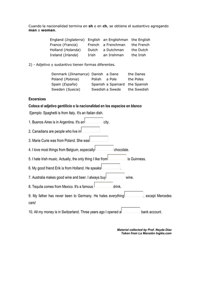 Gentilicios en ingles | PDF