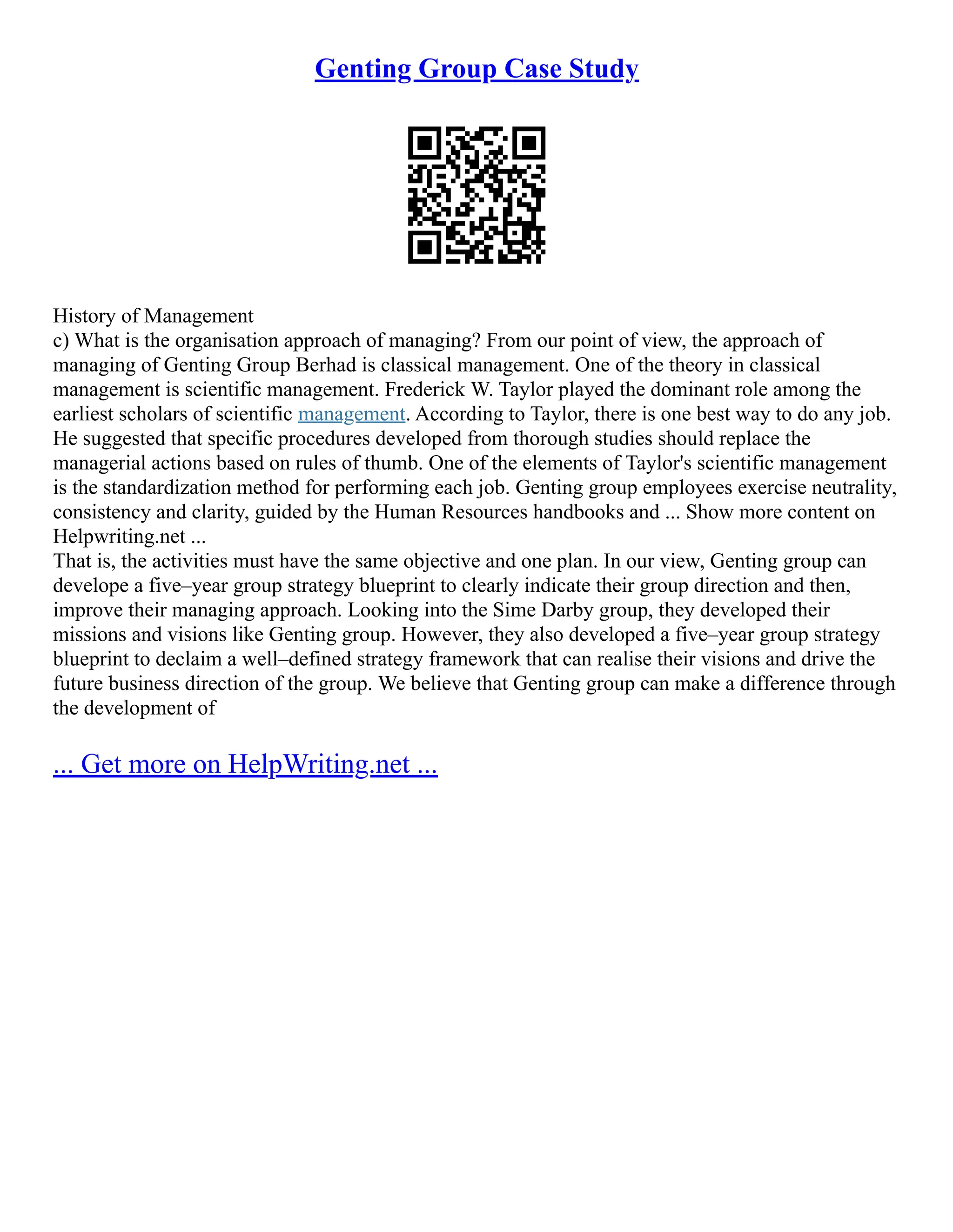 Genting Group Case Study | PDF