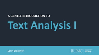 A Gentle Introduction to Text Analysis I | PDF
