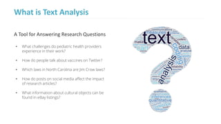 A Gentle Introduction to Text Analysis I | PDF