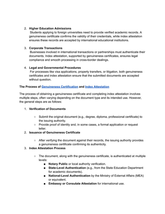Genuineness Certificates - index attestation | PDF | Free Download