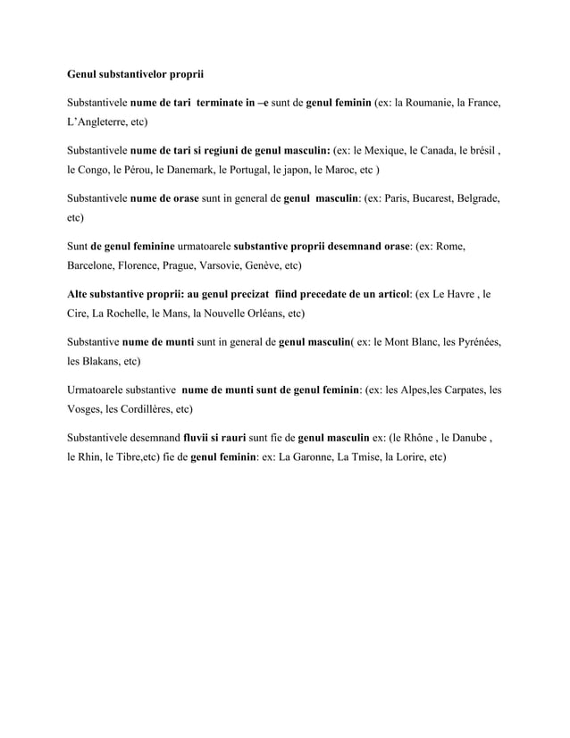 Genul substantivelor proprii | DOCX
