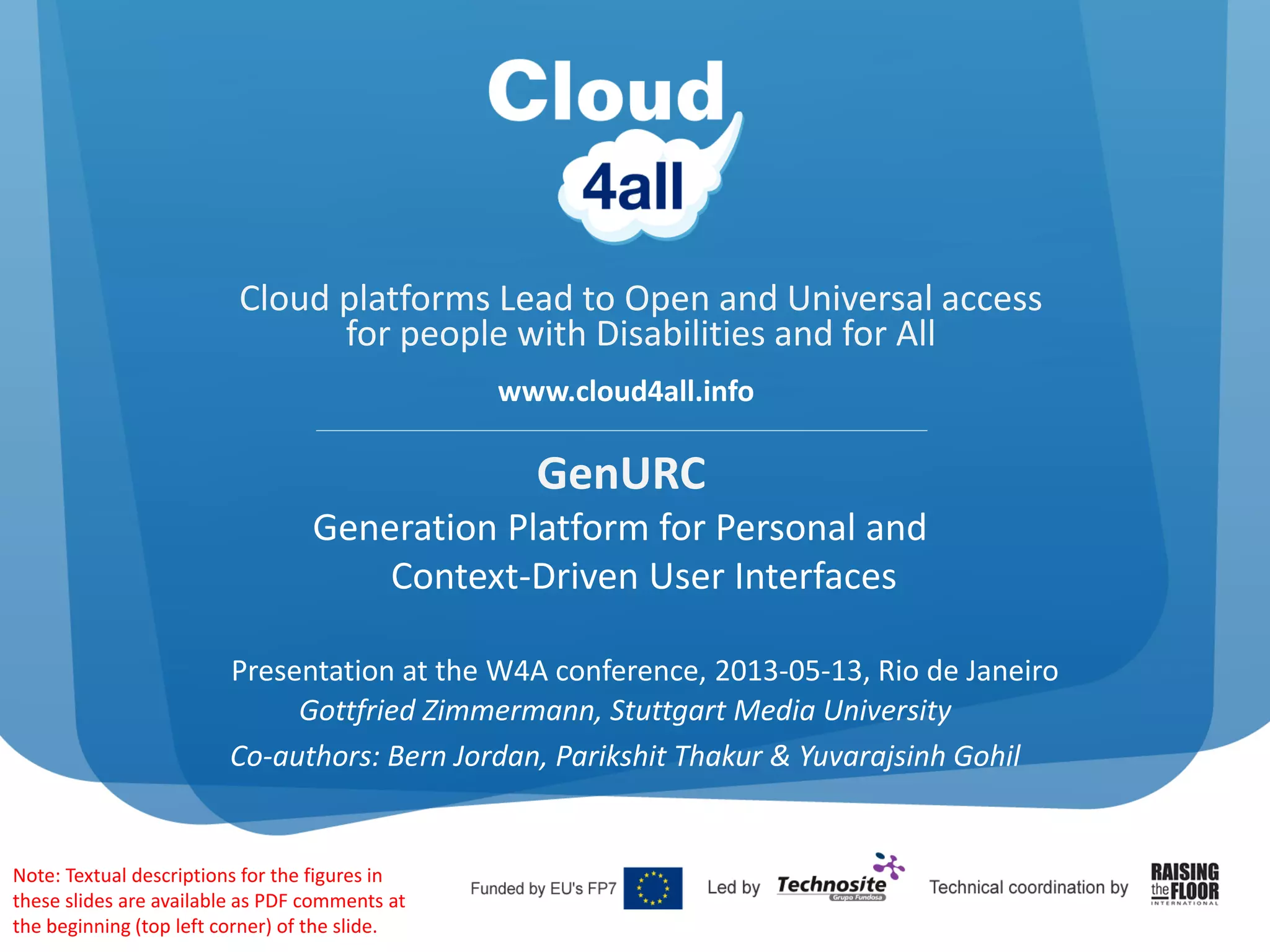 GenURC: Generation Platform for Personal and Context-Driven User Interfaces | PPT