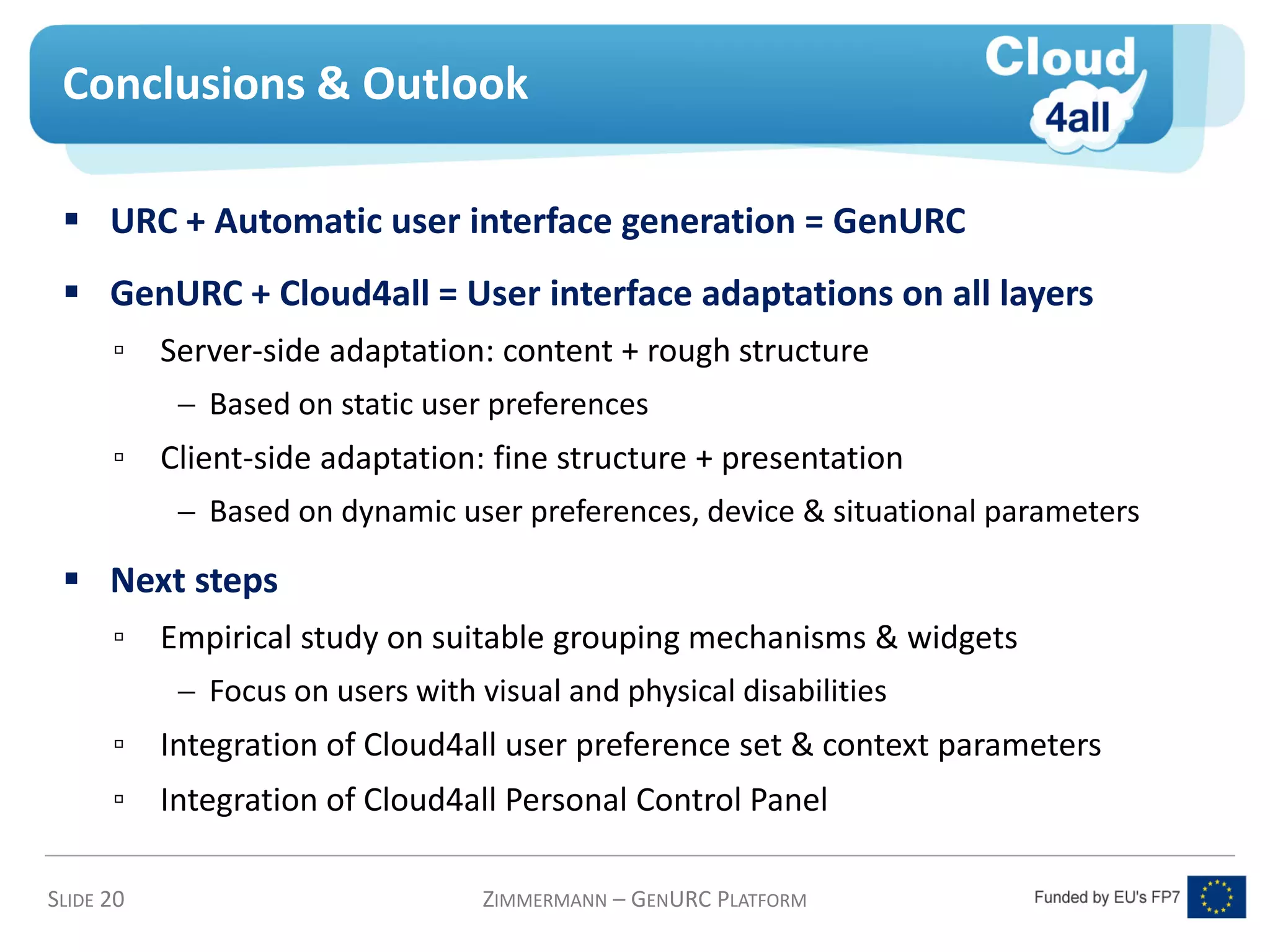 GenURC: Generation Platform for Personal and Context-Driven User Interfaces | PDF