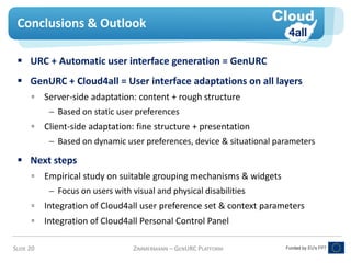 GenURC: Generation Platform for Personal and Context-Driven User Interfaces | PPT