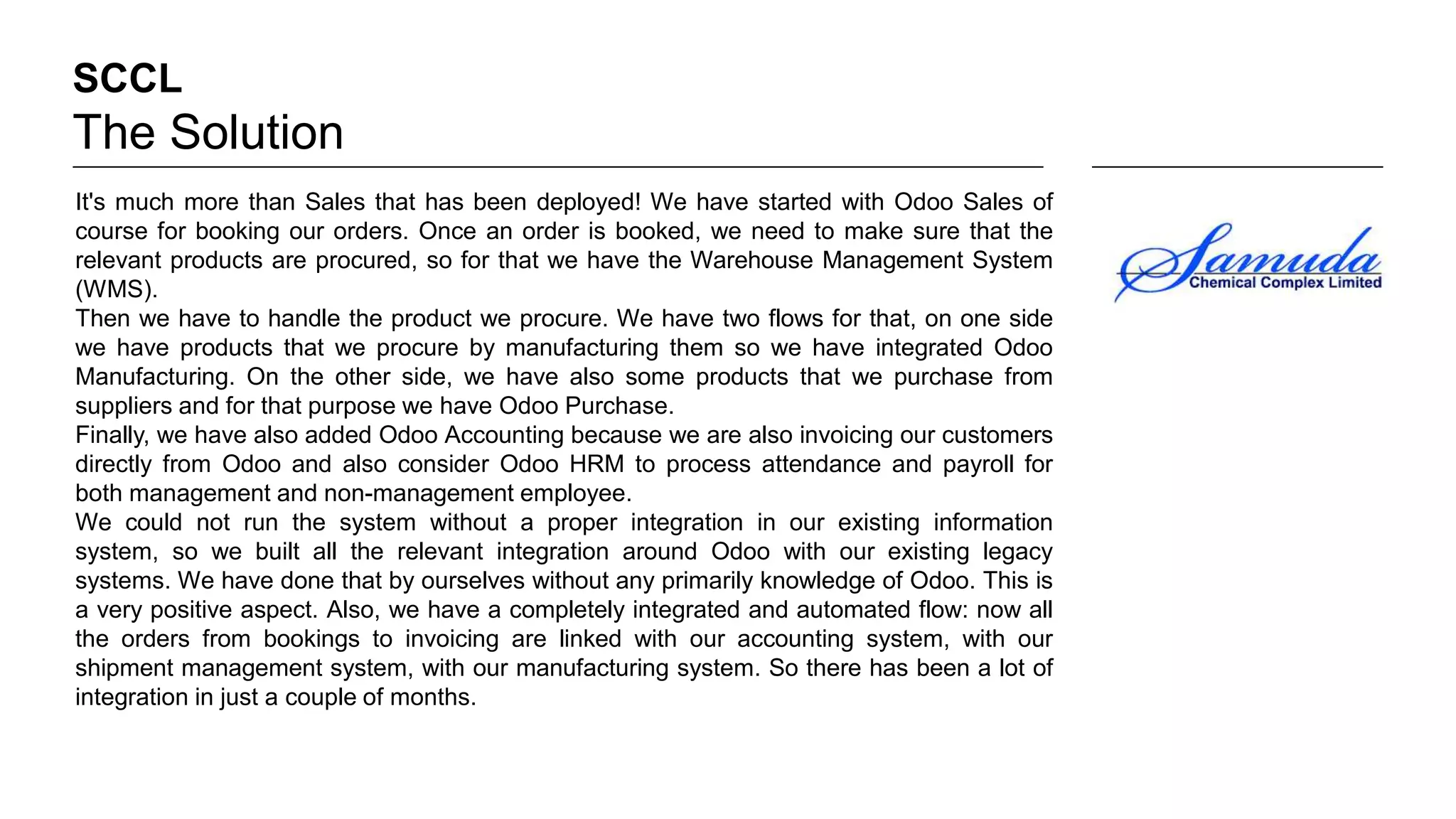 Case Study # Odoo Implementation @ Samuda Chemical Complex Ltd | PPTX