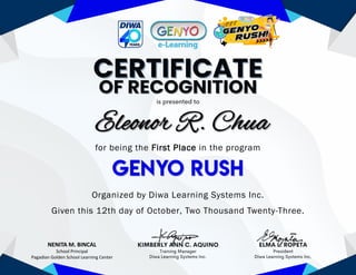GENYO RUSH CERTIFICATE TEMPLATES FOR AWARDING | PDF