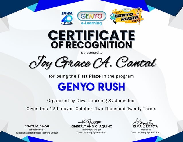 GENYO RUSH CERTIFICATE TEMPLATES FOR AWARDING | PPT
