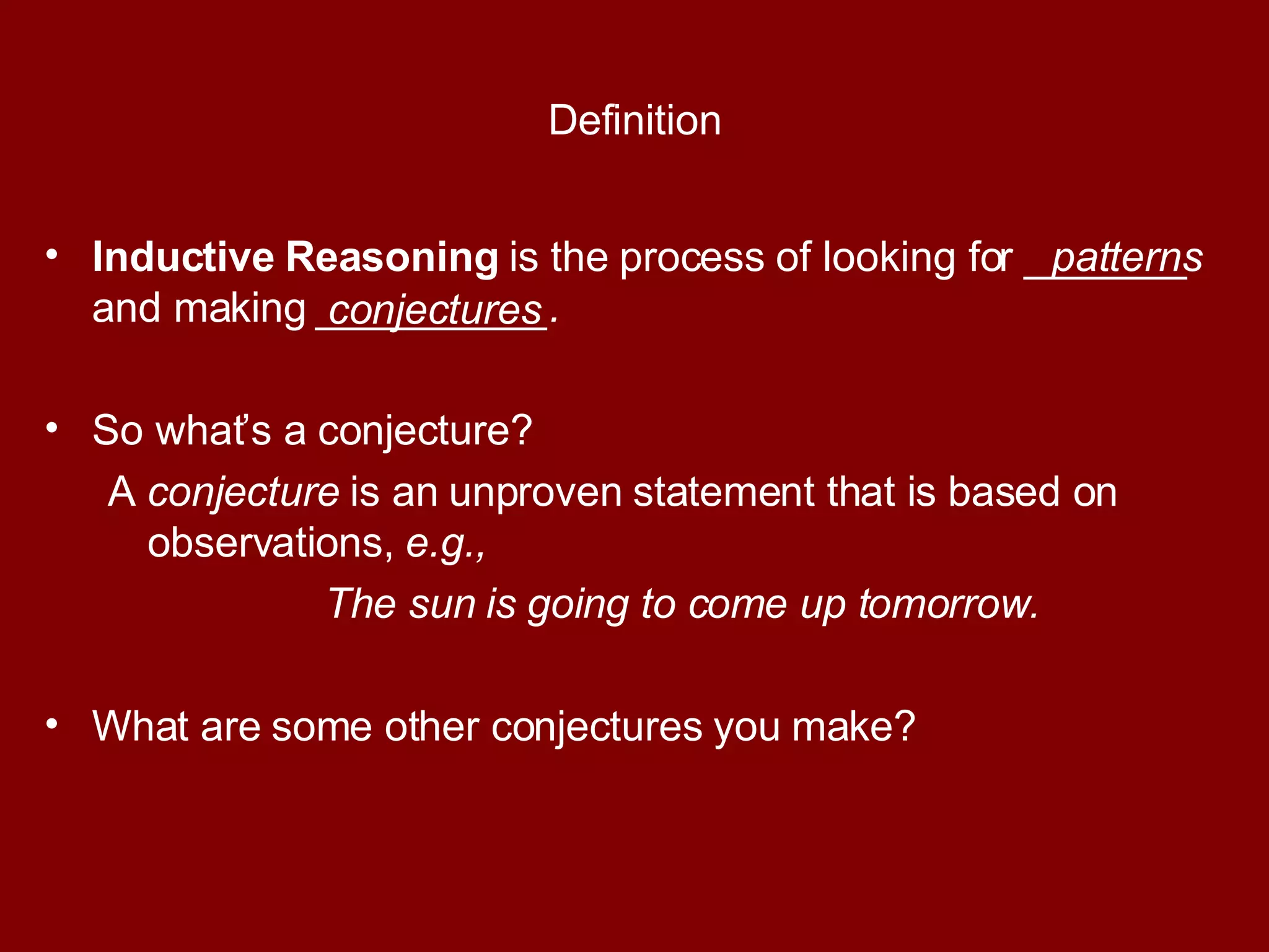 Geo 1.1 Patterns And Inductive Reasoning | PPT