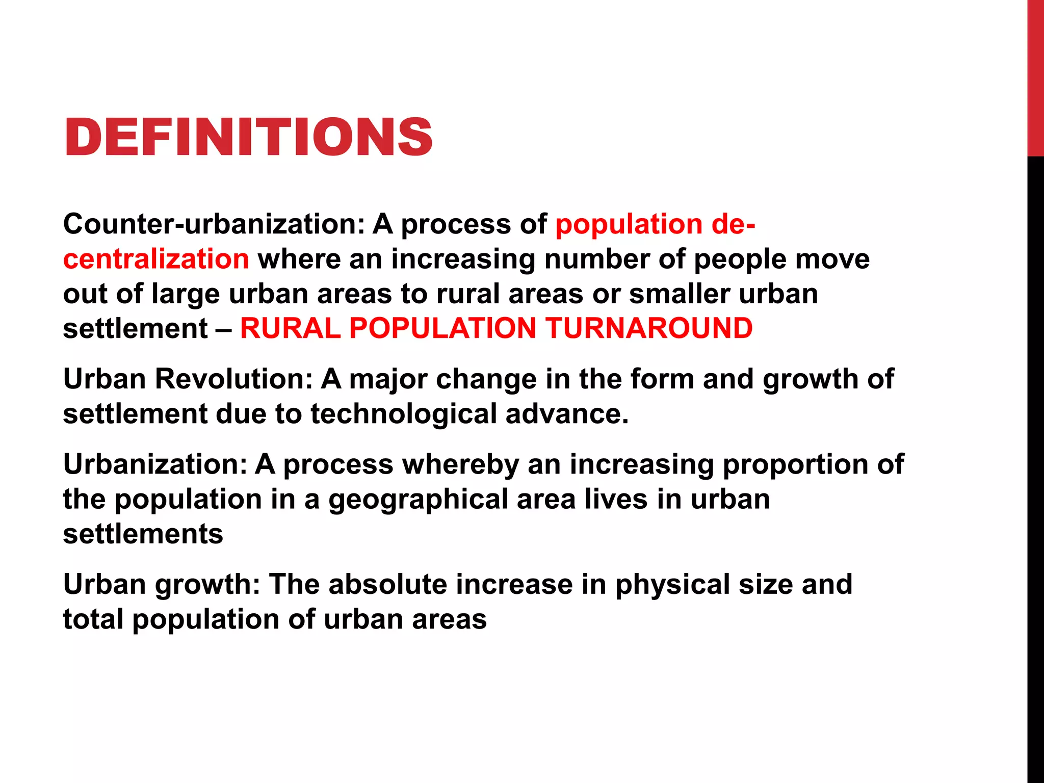 AS Level Human Geography - Urbanization and Settlement | PPTX