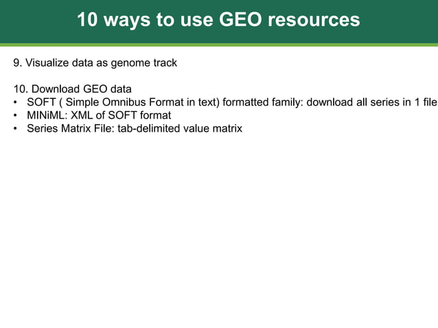 Gene Expression Omnibus Geo Pptx Databases Computer Software