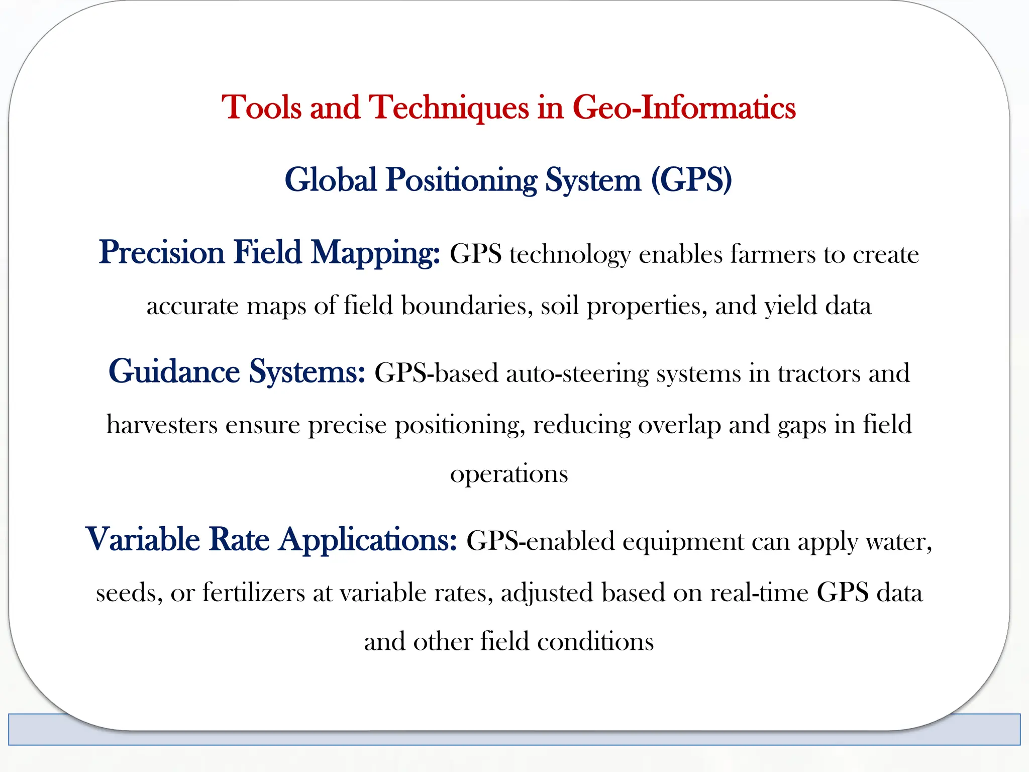 Geo-informatics- definition, concepts, tools and techniques; their use ...