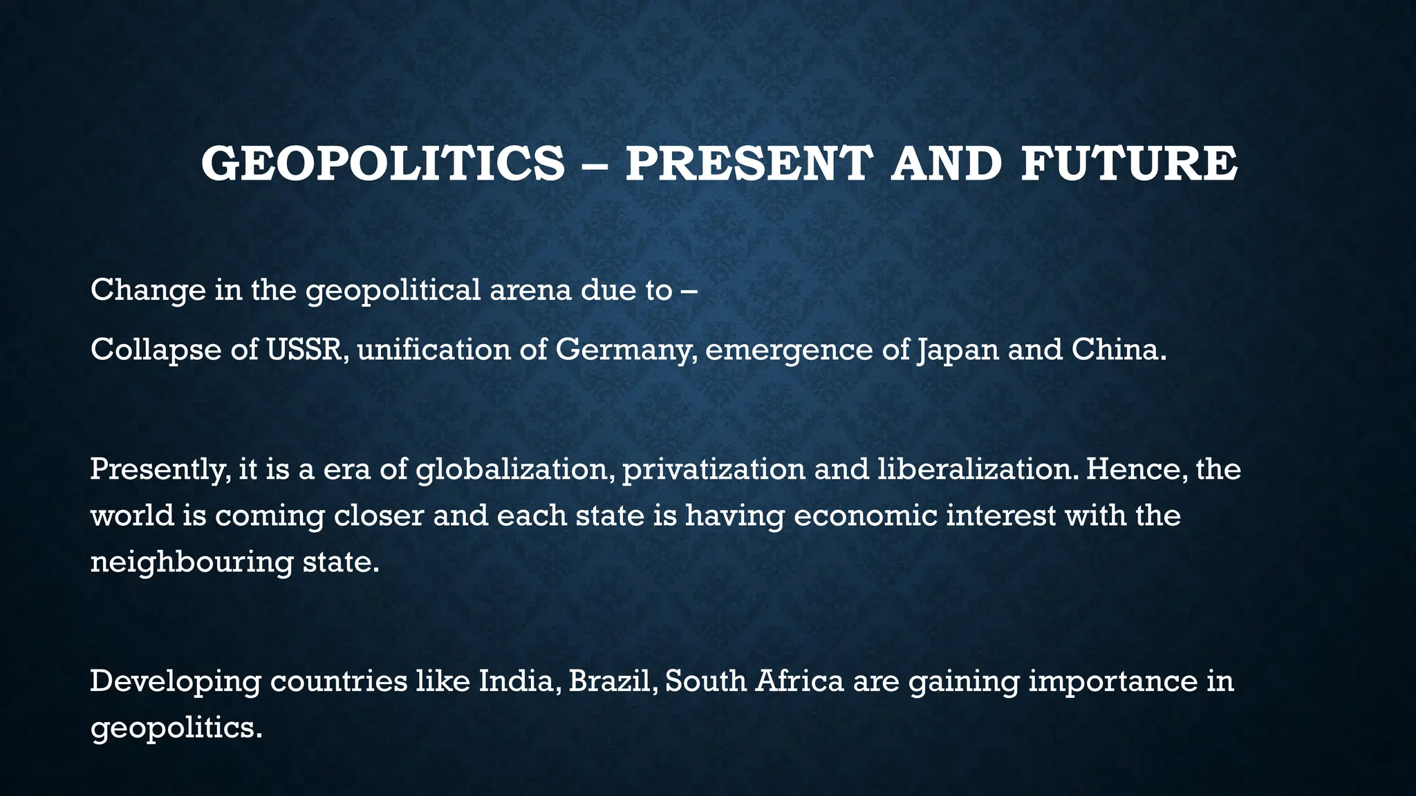 political geography and geopolitics in the world | PPTX | Geography ...