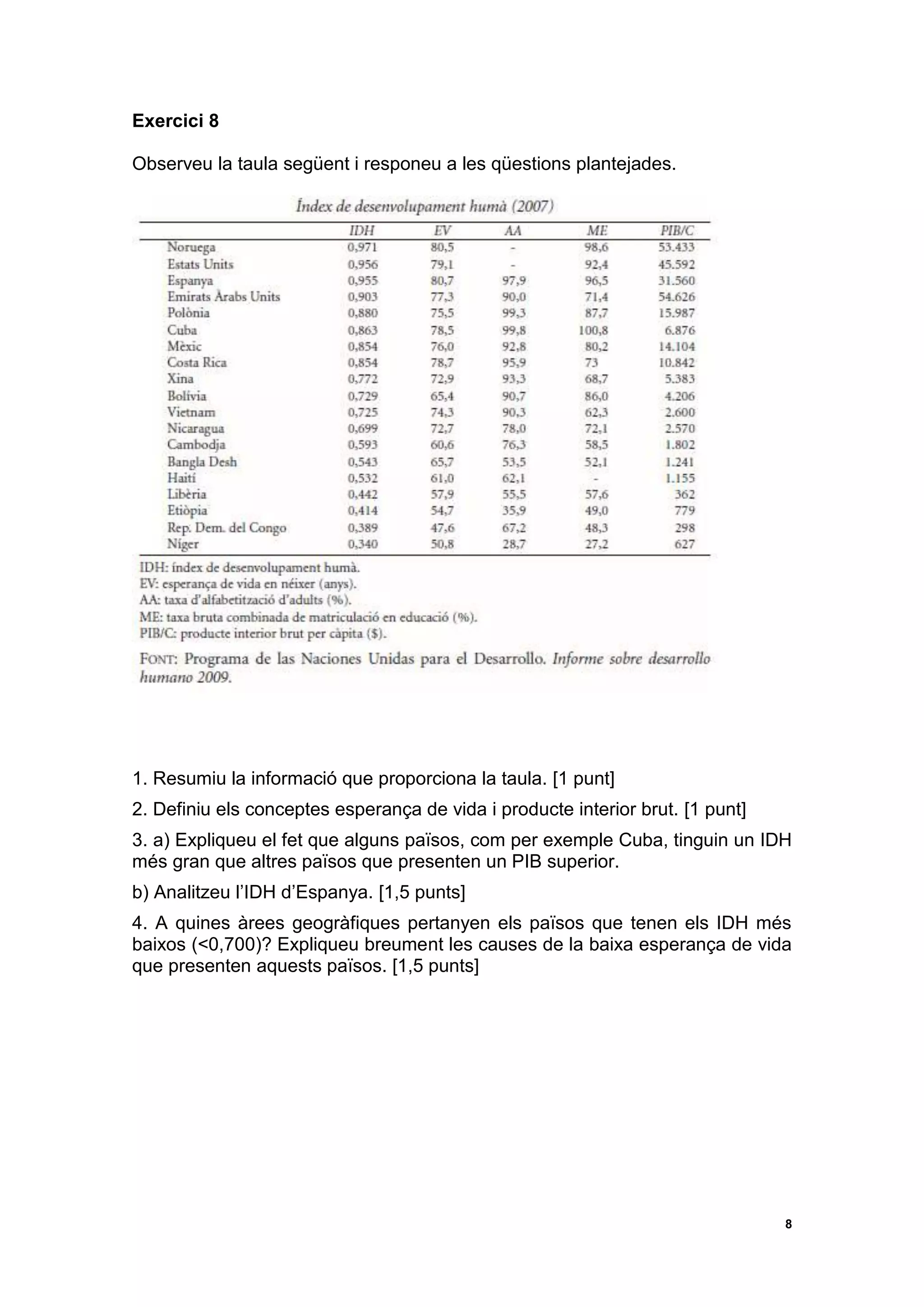 EXERCICIS PREPARACIÓ GEOGRAFIA | PDF
