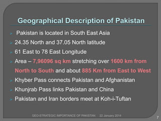 Geo strategic importance of pakistan by Shafiq -UR-Rehman | PDF