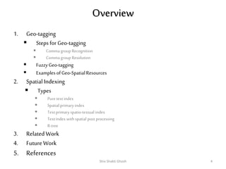 Geo tagging & spatial indexing of text-specified data | PPT