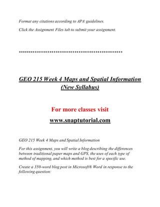 Geo 215 Effective Communication / snaptutorial.com