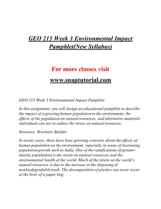 Geo 215 Effective Communication / snaptutorial.com