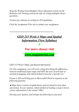 Geo 215 Enhance teaching-snaptutorial.com