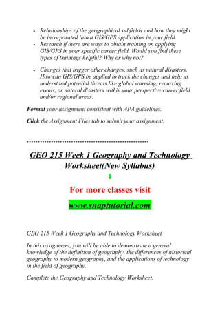 Geo 215 Enhance teaching-snaptutorial.com