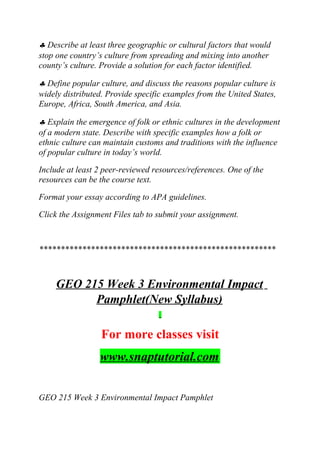 Geo 215 Enhance teaching-snaptutorial.com