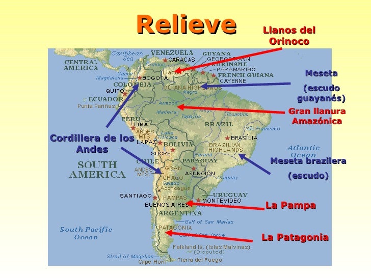 Relieve América del Sur | Mapa de america, America del sur, Grandes ...
