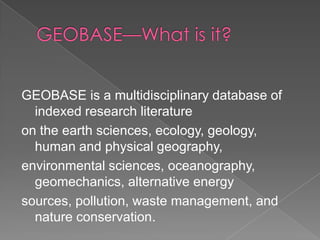Geobase presentation | PPTX