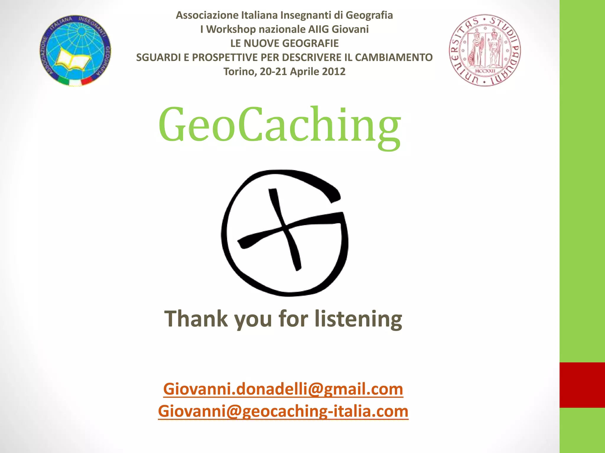 Geocaching in education | PPTX