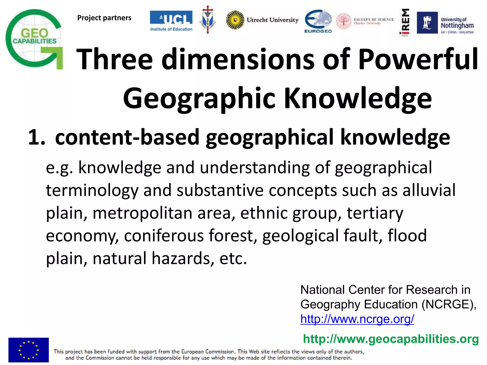 Geocapabilities: identifying geographical knowledge | PPT