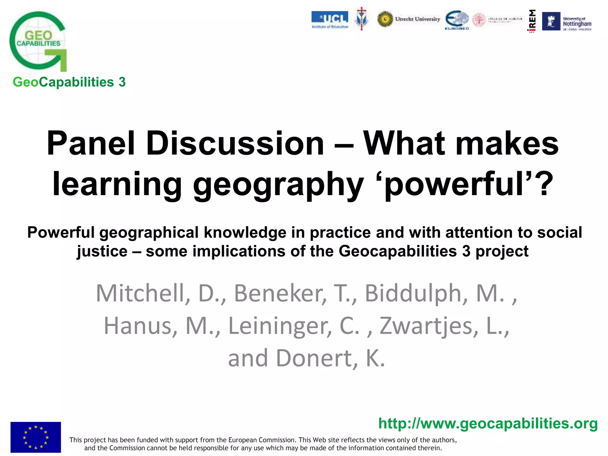 Panel Discussion – What makes learning geography ‘powerful’? | PPT