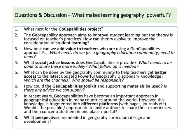 Panel Discussion – What makes learning geography ‘powerful’? | PPTX