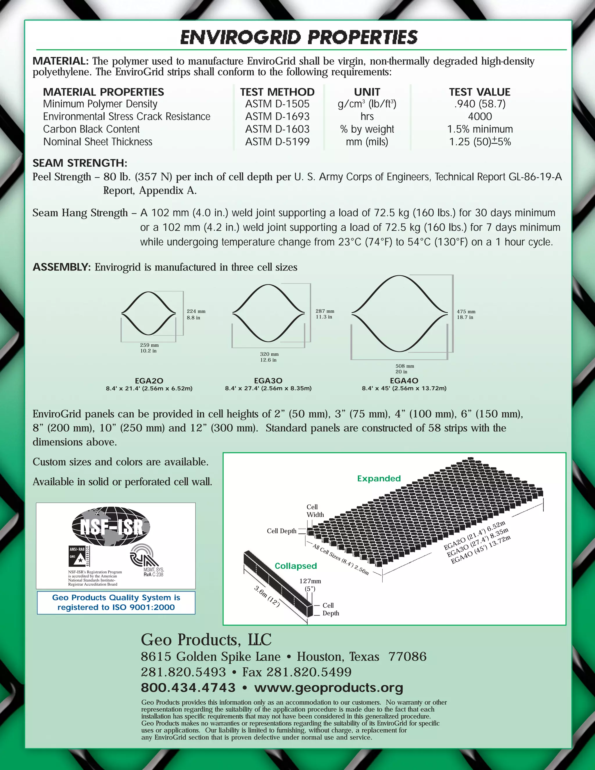 Geoceldas Envirogrid Ficha Tecnica | PDF | Civil Engineering Industry ...