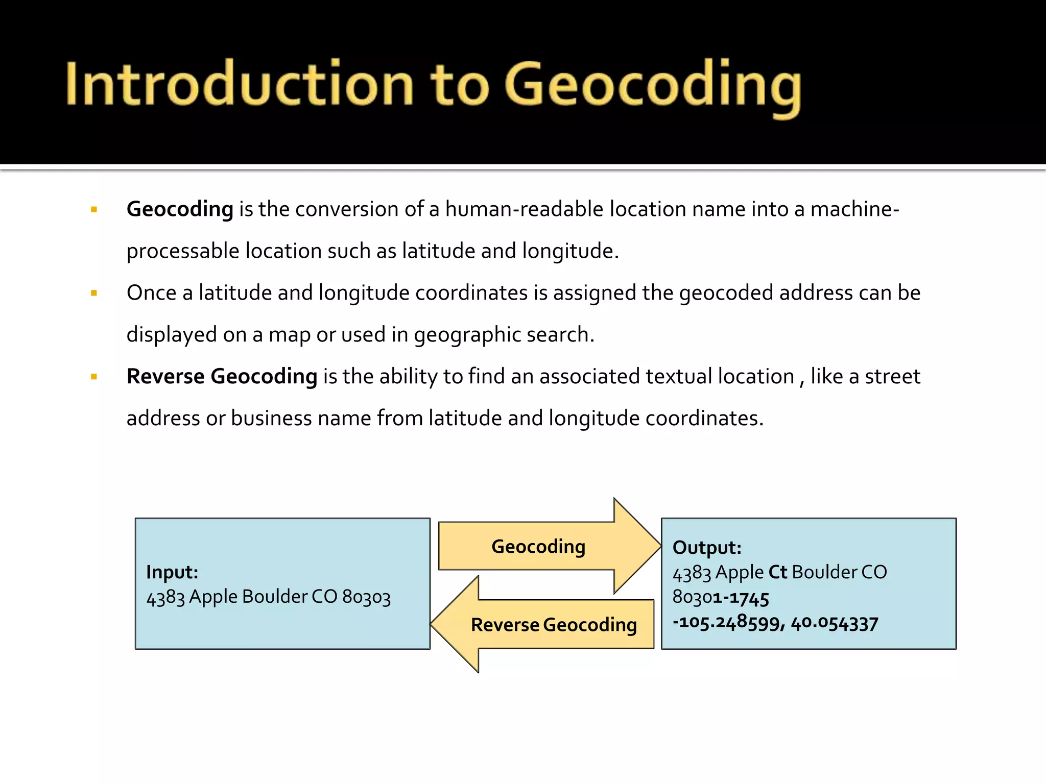 Geocoding for beginners | PPTX