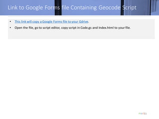 Geocoding Google Form June 2020 | PPT