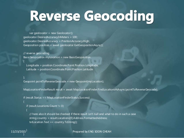 Geocoding and Reverse Geocoding