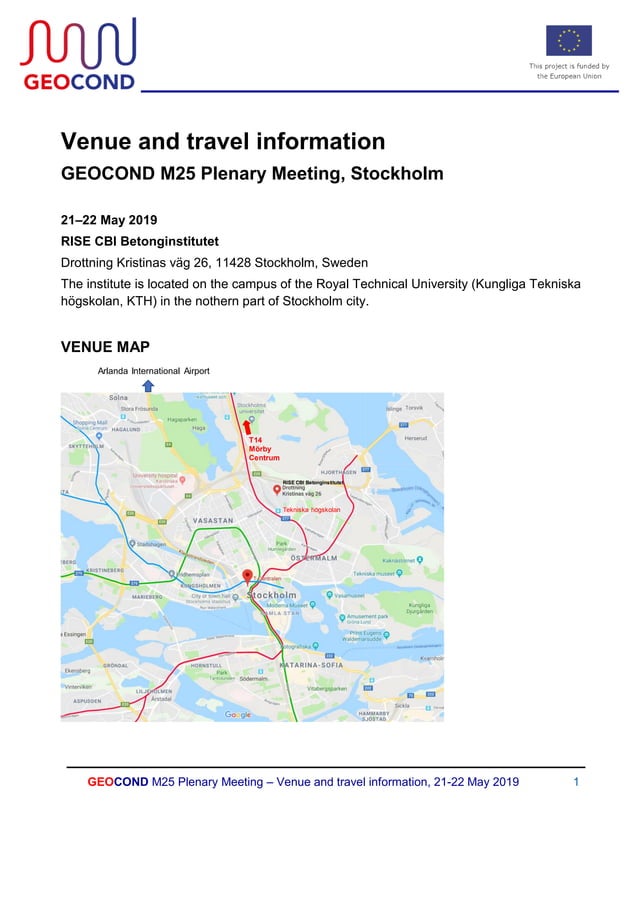 Geocond m25 meeting venue and travel information (1) | PDF