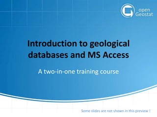 One-day Training: Introduction to geological databases and Microsoft ...