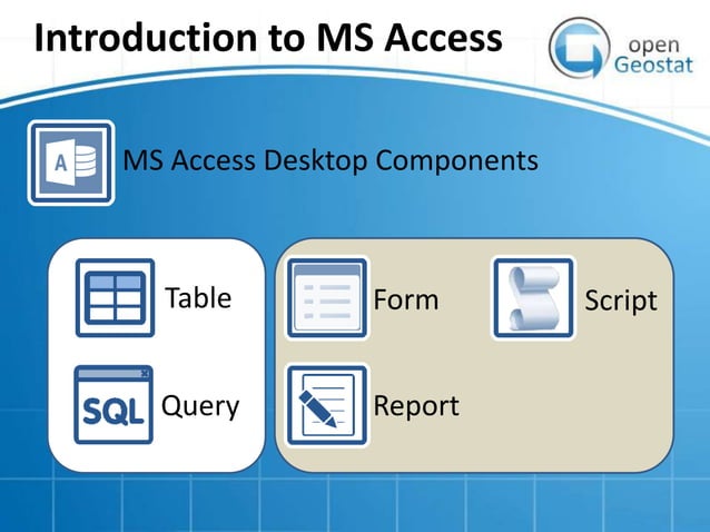 One-day Training: Introduction to geological databases and Microsoft ...