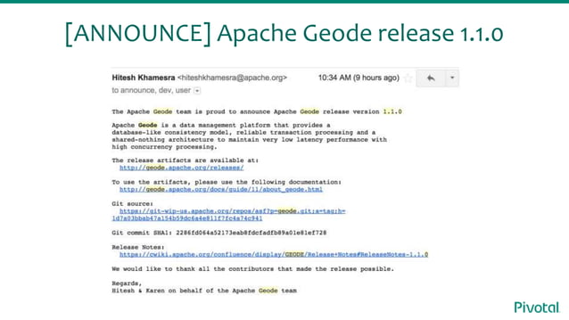 祝 top-level project Apache Geode | PPT
