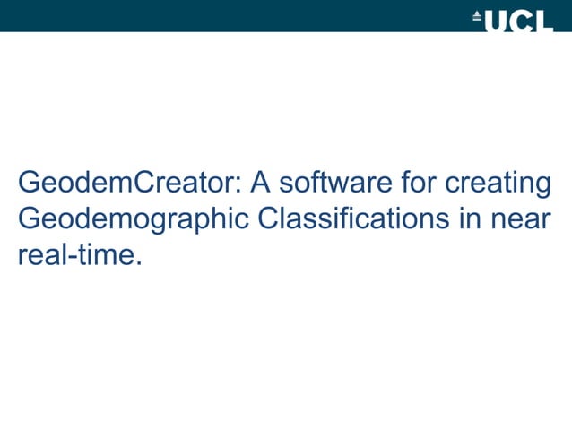 Geodemographics: Open tools and mehtods | PPT