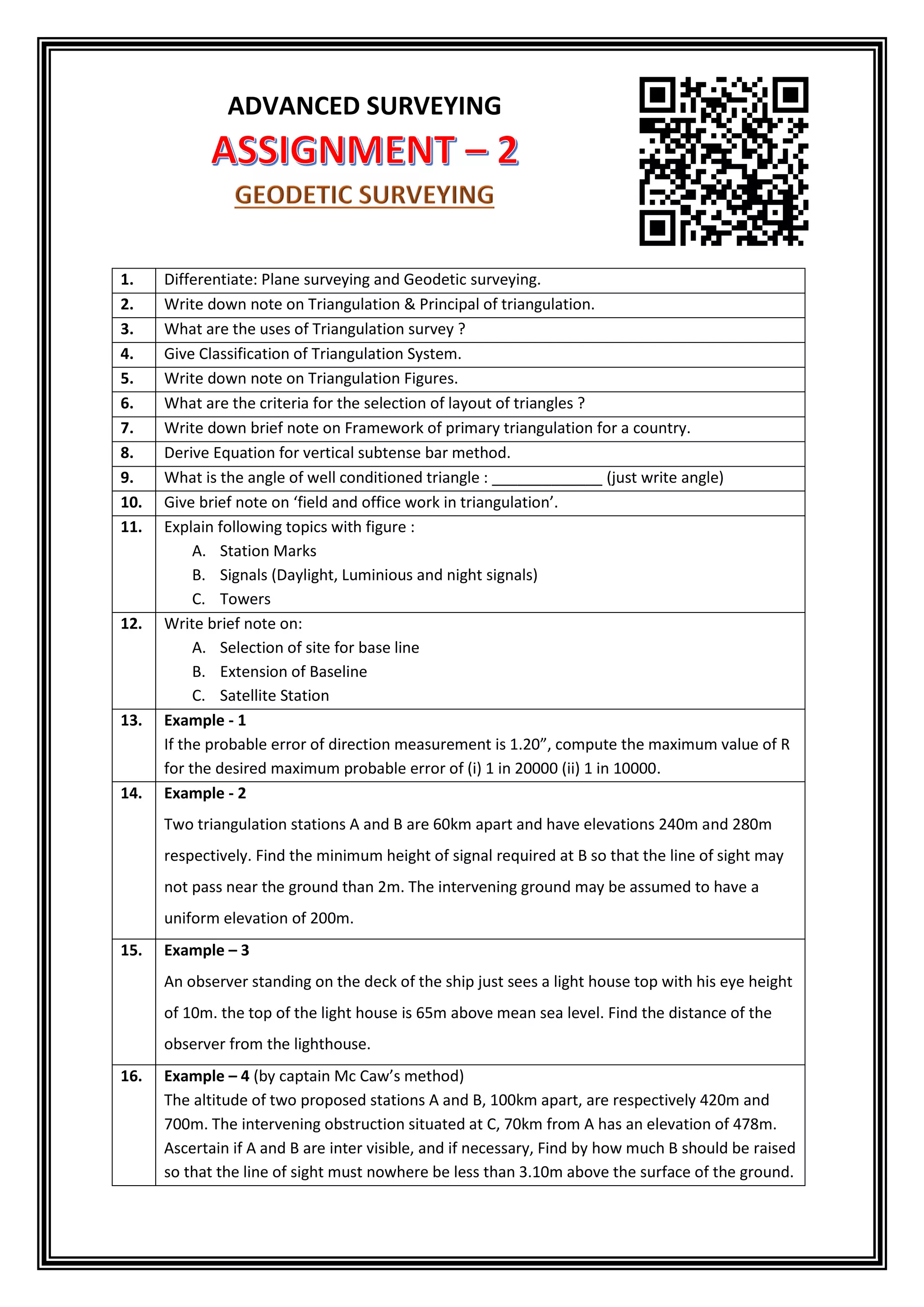 Geodetic surveying - Assignment | PDF