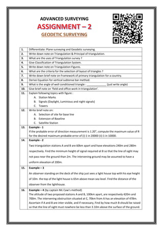 Geodetic surveying - Assignment | PDF