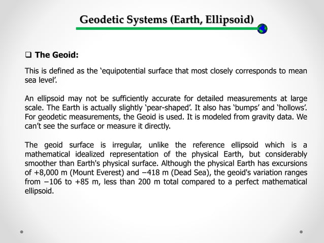 Geodetic systems (earth, ellipsoid) | PPTX | Geography | Science