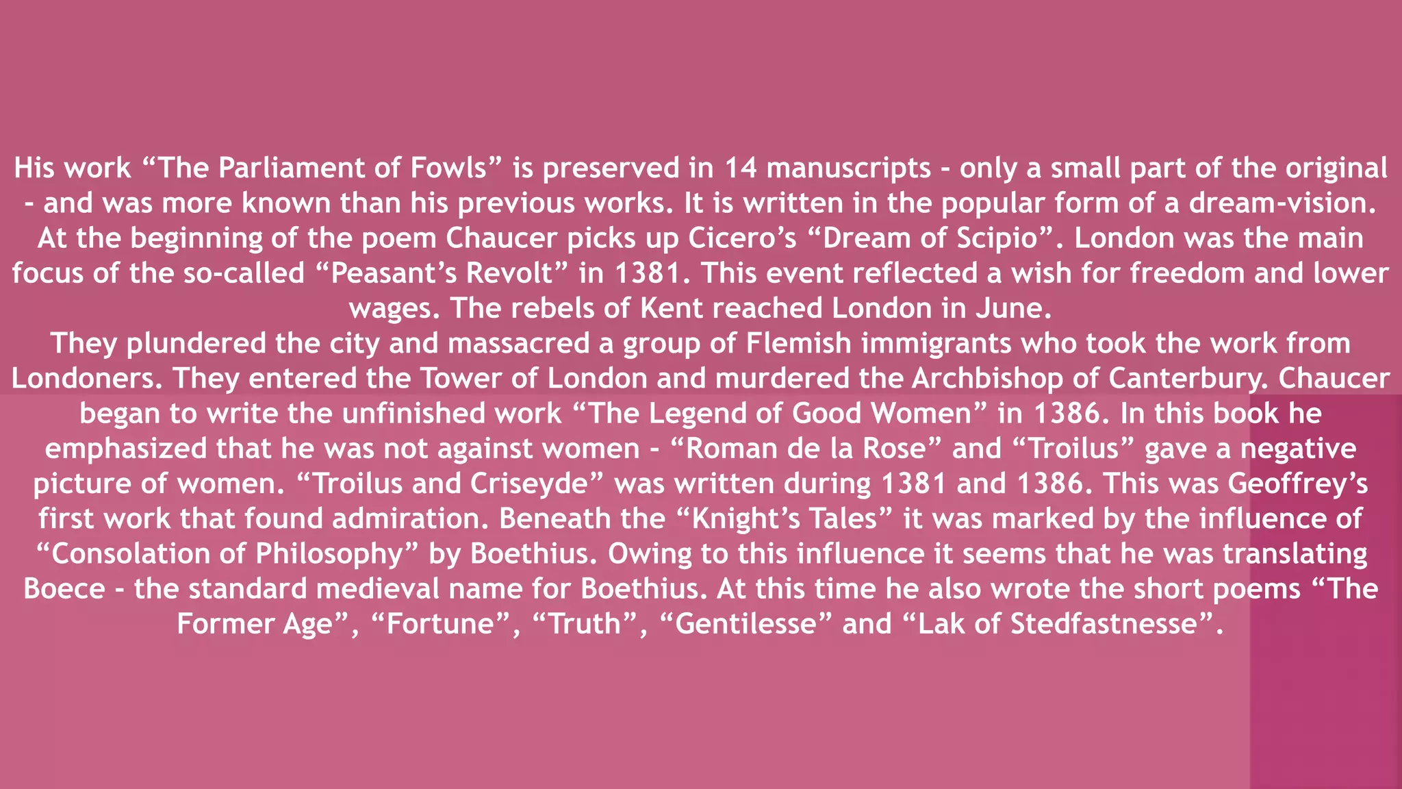 Geoffery chaucer his life and major works | PPT