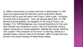 Geoffery chaucer his life and major works | PPT